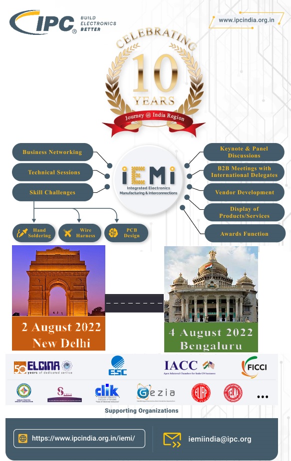IPC印度活動預告，歡迎參加2022 IEMI-8/2新德里、8/4班加羅爾-TPCA台灣電路板協會