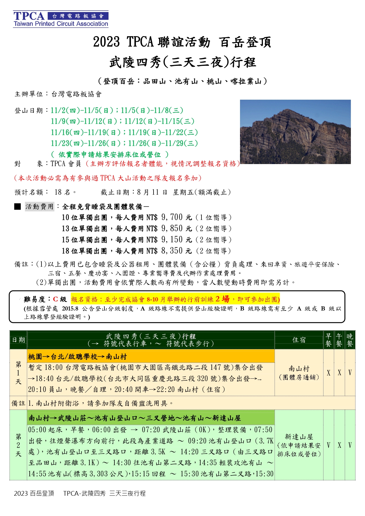 2023 TPCA聯誼活動 百岳登頂(武陵四秀/閂山-鈴鳴山)-TPCA台灣電路板協會