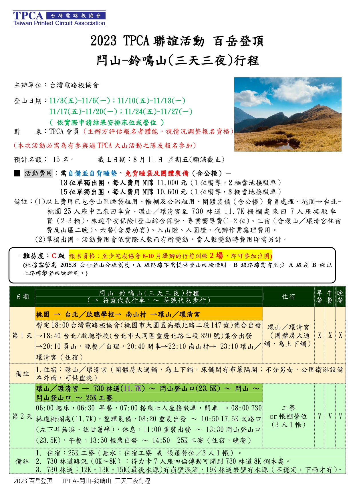 2023 TPCA聯誼活動 百岳登頂(武陵四秀/閂山-鈴鳴山)-TPCA台灣電路板協會